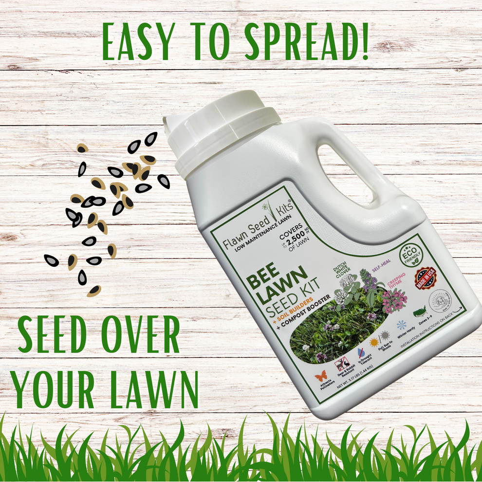 Flawn Seed Kits Bee Lawn Seed Mix - Easy Spread Shaker