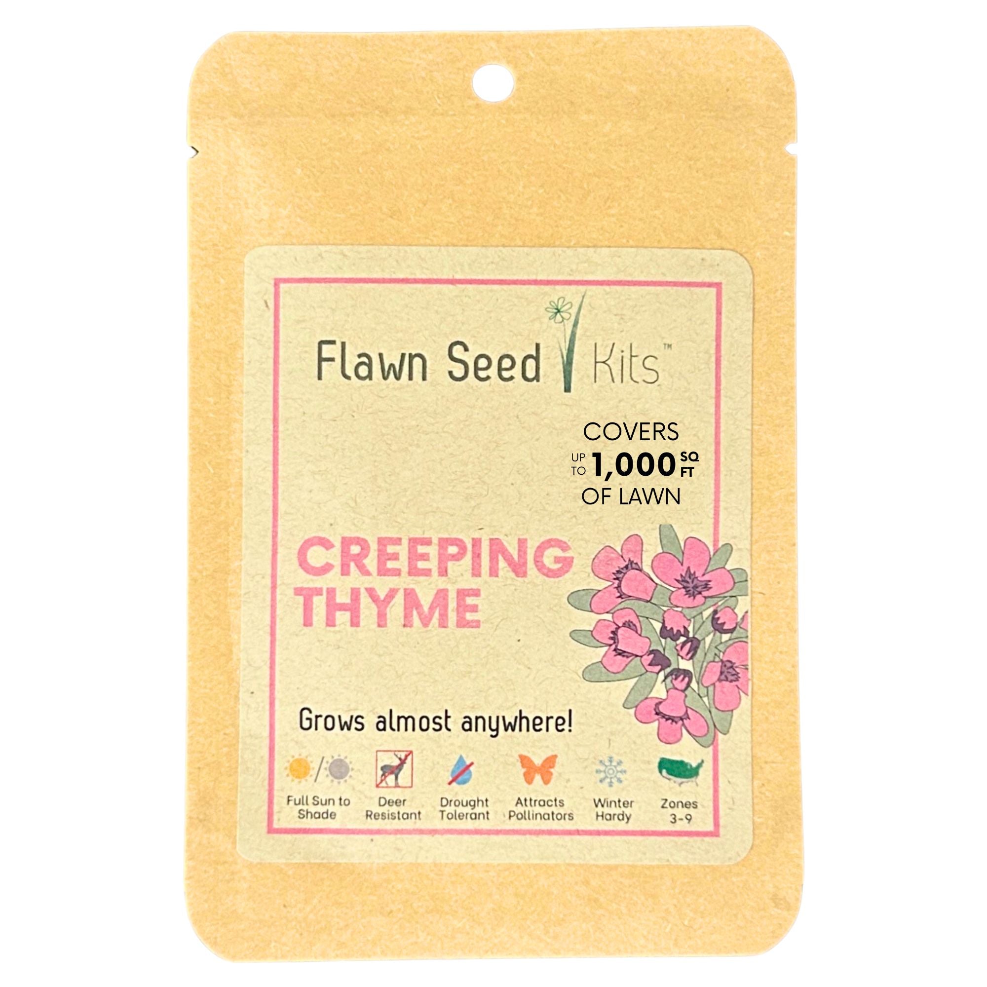 Flawn Seed Creeping Thyme Flowering Lawn Seed - Kid, Pet, Pollinator ...