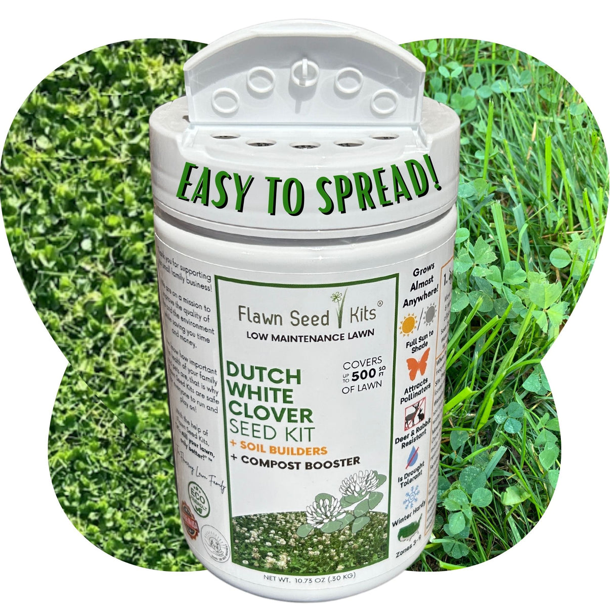Dutch White Clover Easy Spread Shaker – Flawn Seed Kits