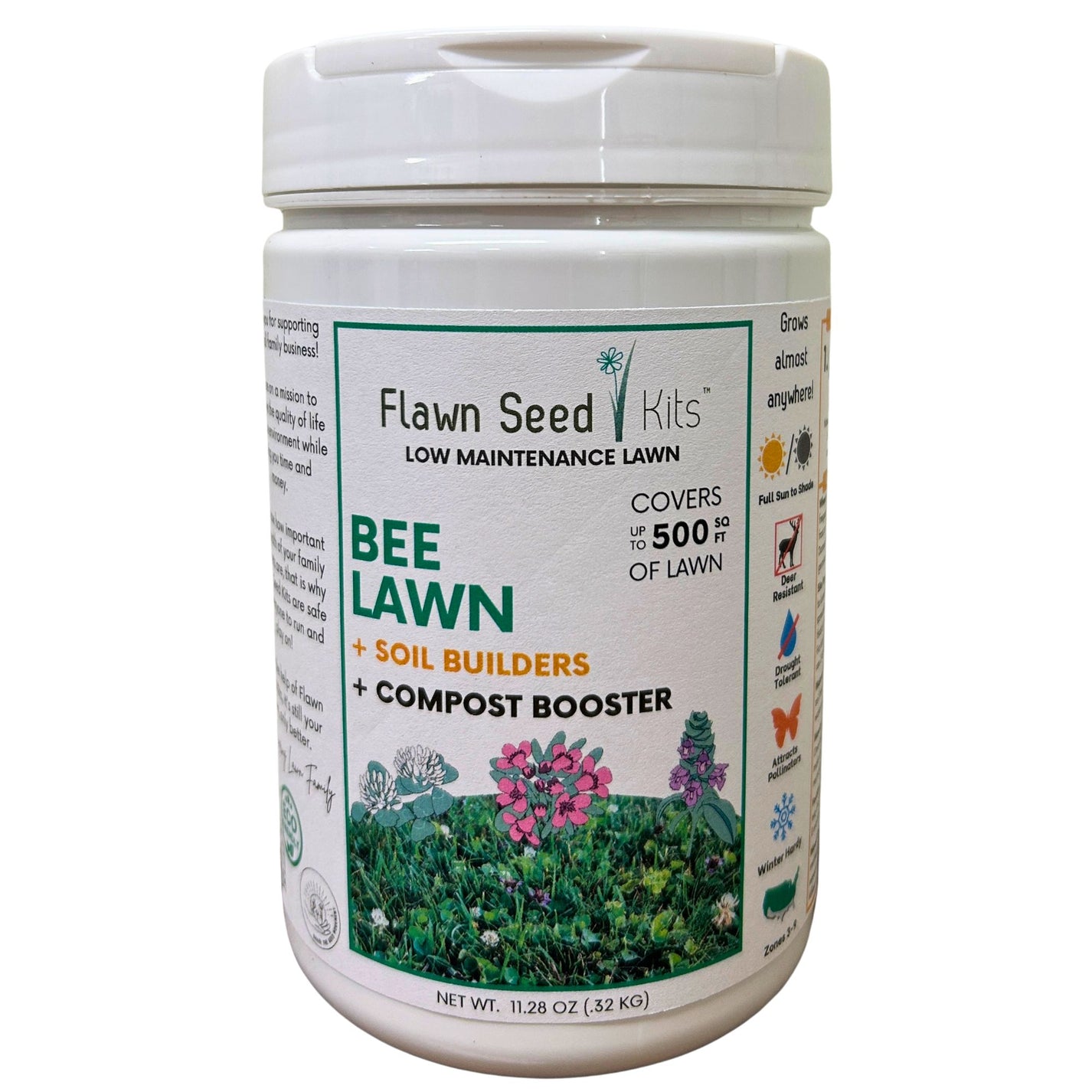 Flawn Seed Kits Bee Lawn Seed Mix - Easy Spread Shaker